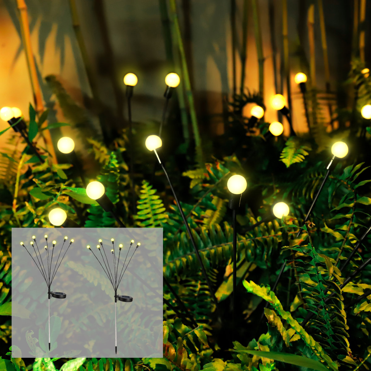 HEDAQI Low Voltage Solar Powered Firefly Lights Swaying Garden Lights Pathway Yard Patio | Wayfair